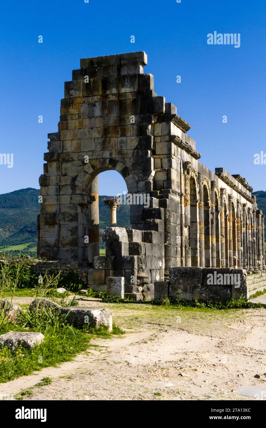 UNESCO heritage.Extensive complex of ruins of the Roman city Volubilis ...