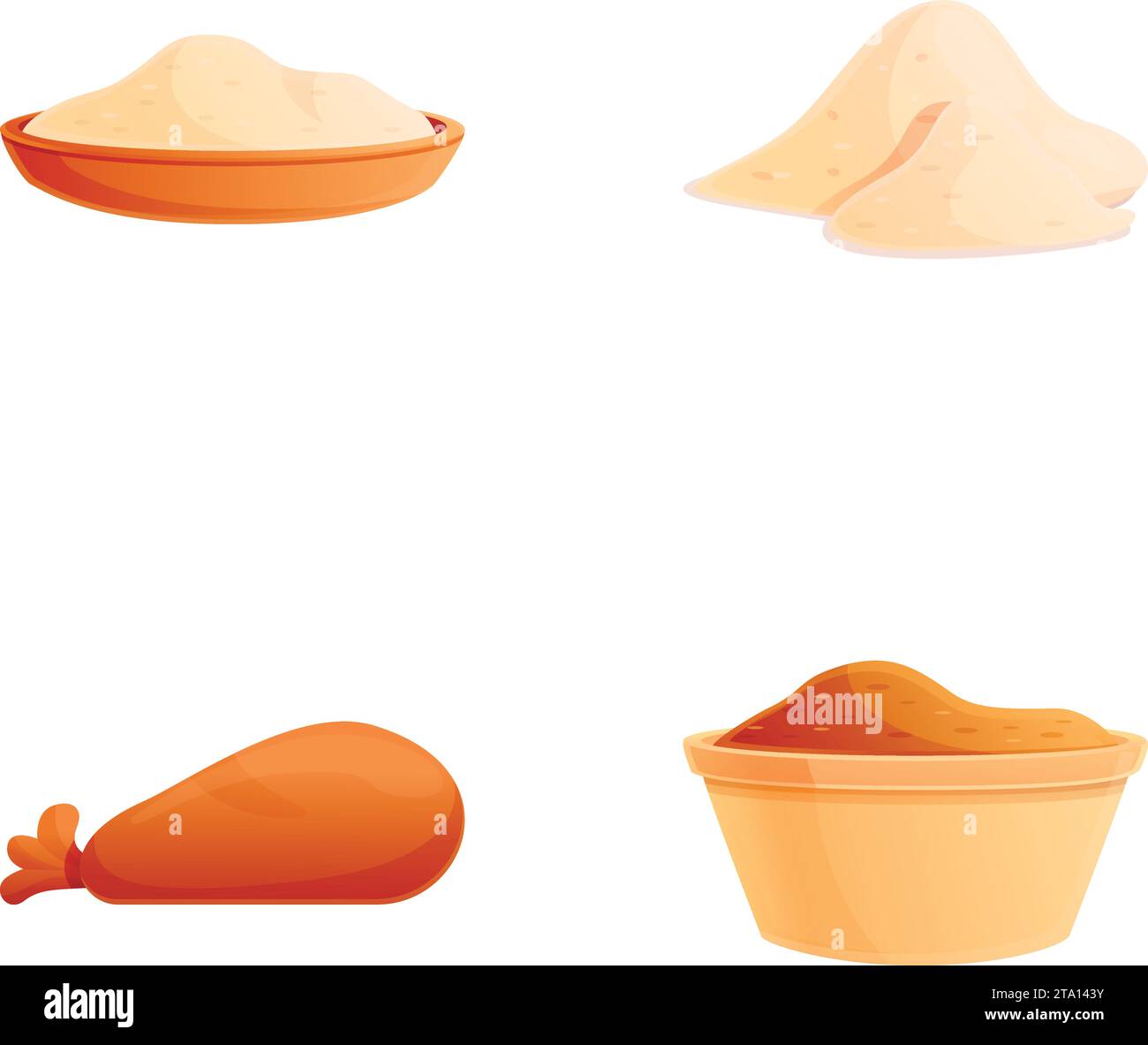 Sugar icons set cartoon vector. White and brown sugar in canvas bag and ...