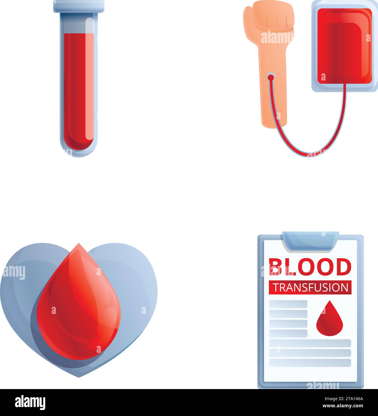 Donor day icons set cartoon vector. Human hand and medical blood bag ...