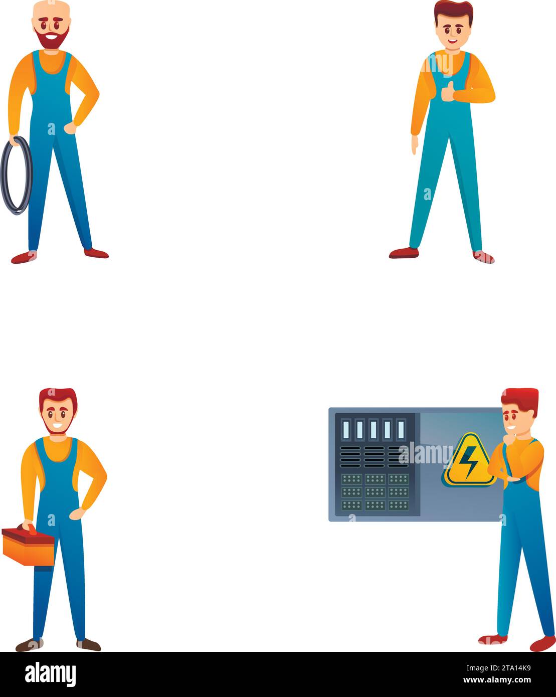 Electrician icons set cartoon vector. Switch board wiring maintenance ...