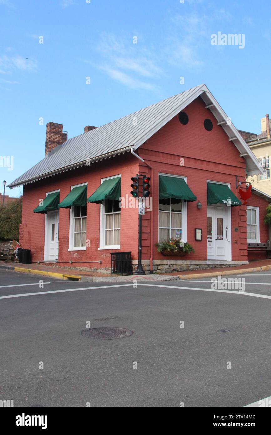 Exterior view of the Red Hen restaurant in Lexington, Virginia, USA, on ...