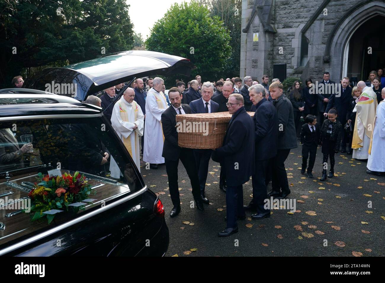 Ben Dunne's casket is carried from St Mochta's church in Clonsilla ...