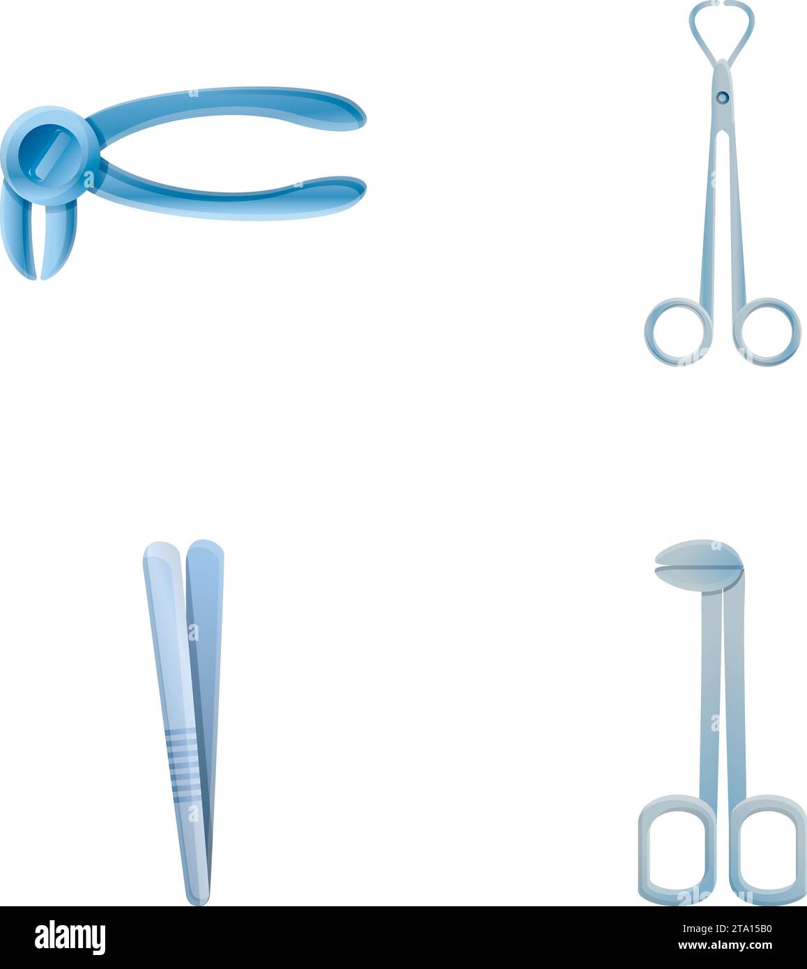 Surgical instrument icons set cartoon vector. Tweezer and microsurgical ...