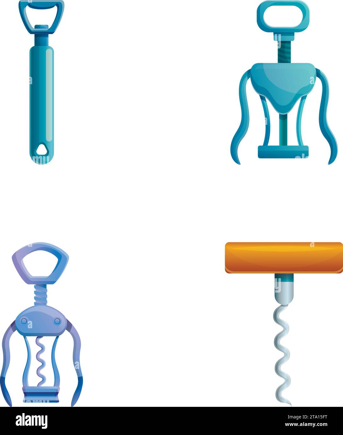 Corkscrew icons set cartoon vector. Tool for opening bottle. Kitchen ...
