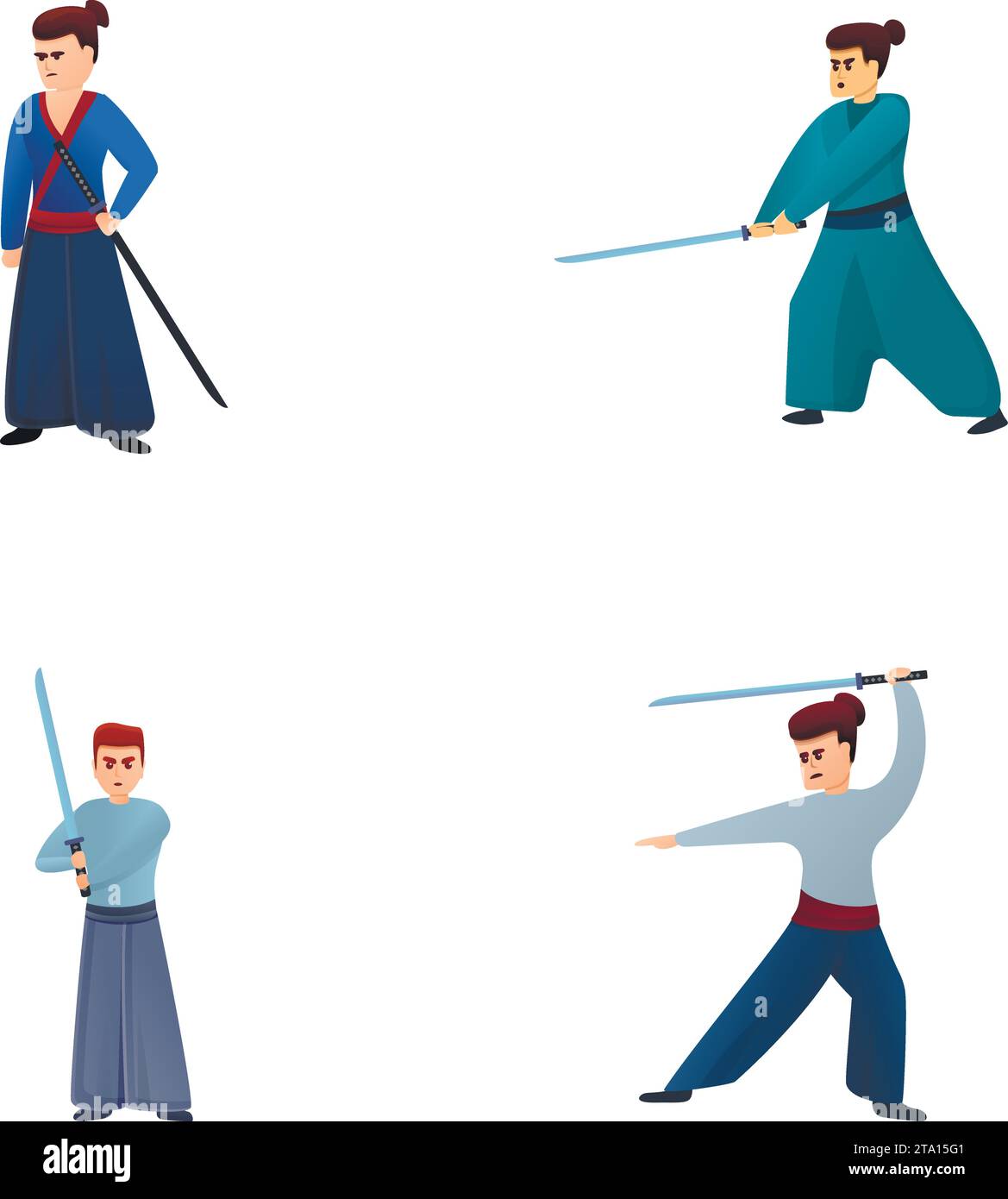 Japanese samurai icons set cartoon vector. Samurai warrior with sword ...