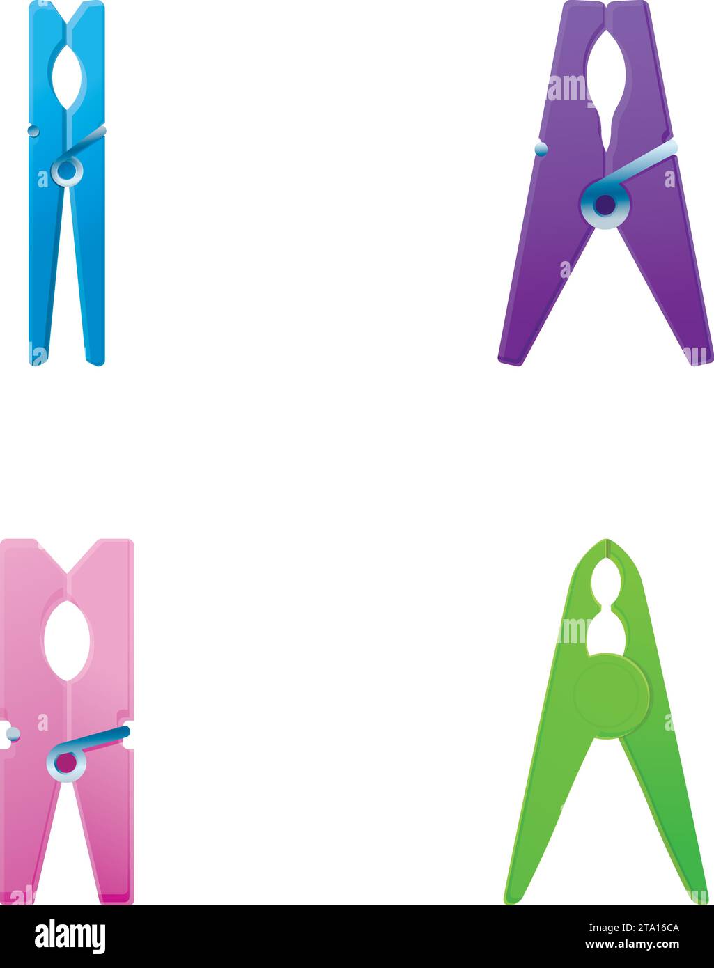 Clothes peg icons set cartoon vector. Colorful clothespin collection ...