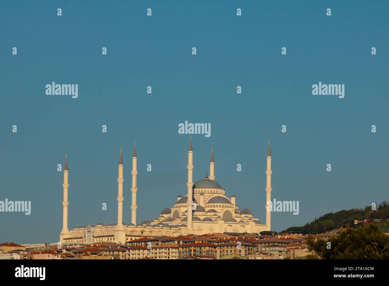 Buyuk Camlica Mosque view at sunset. Islamic or ramadan background ...