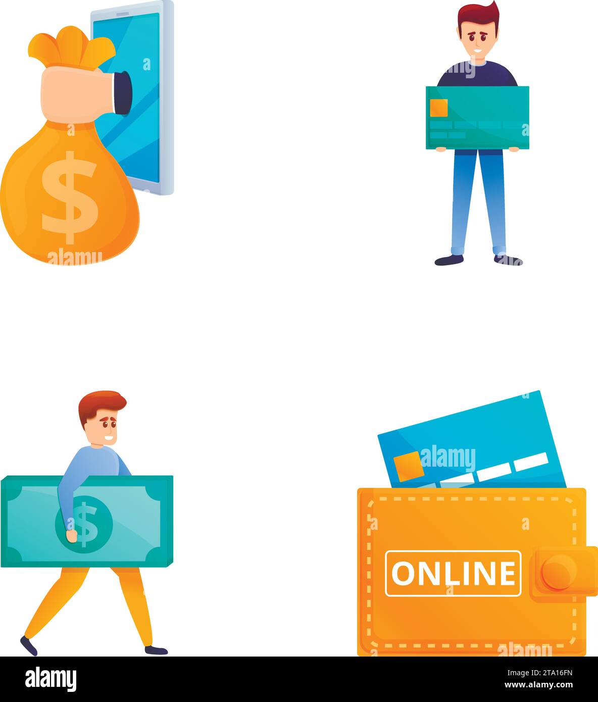 Mobile payment icons set cartoon vector. Online payment transaction ...