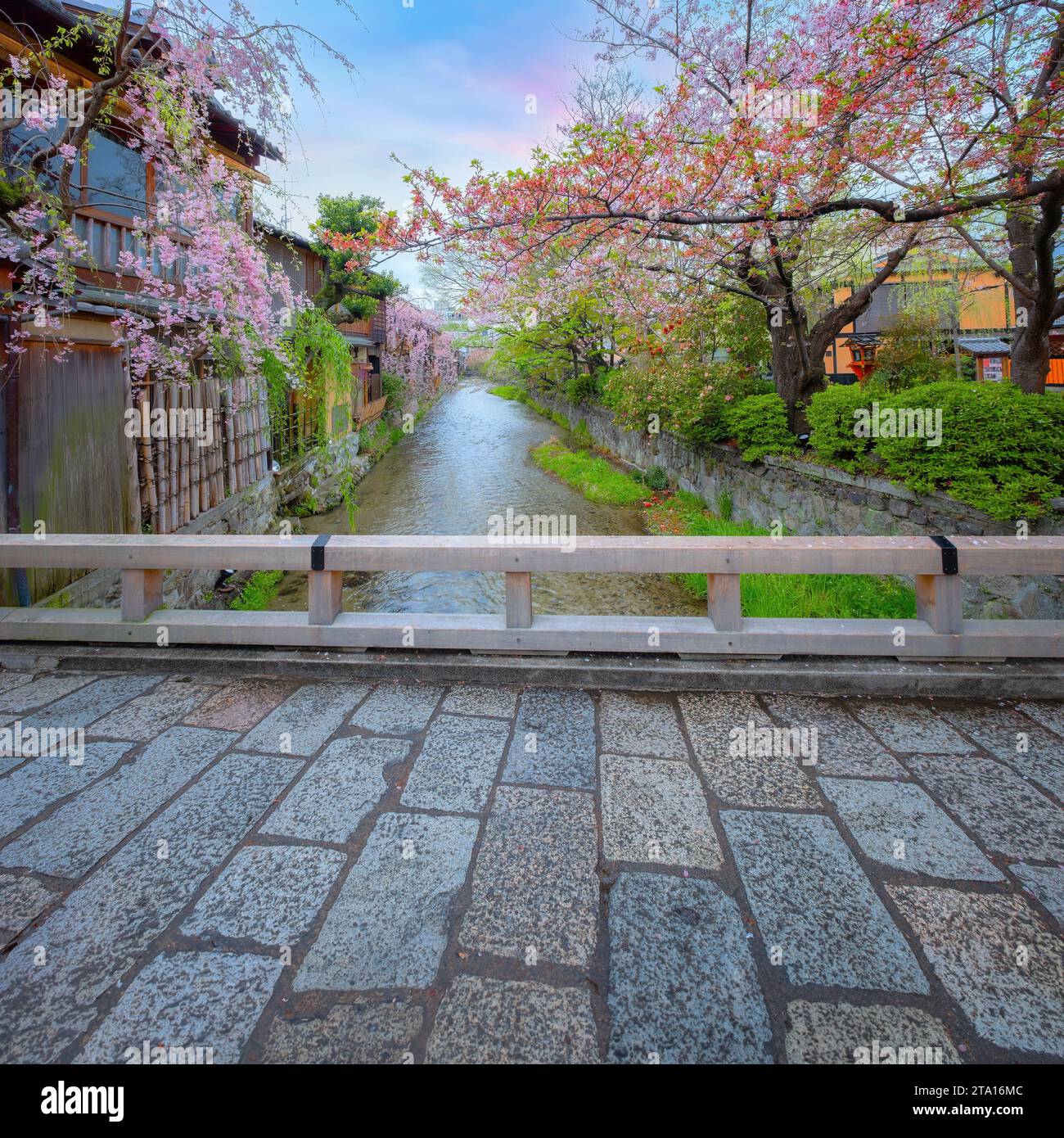 Kyoto, Japan - April 6 2023: Tatsumi bashi bridge is the iconic place ...
