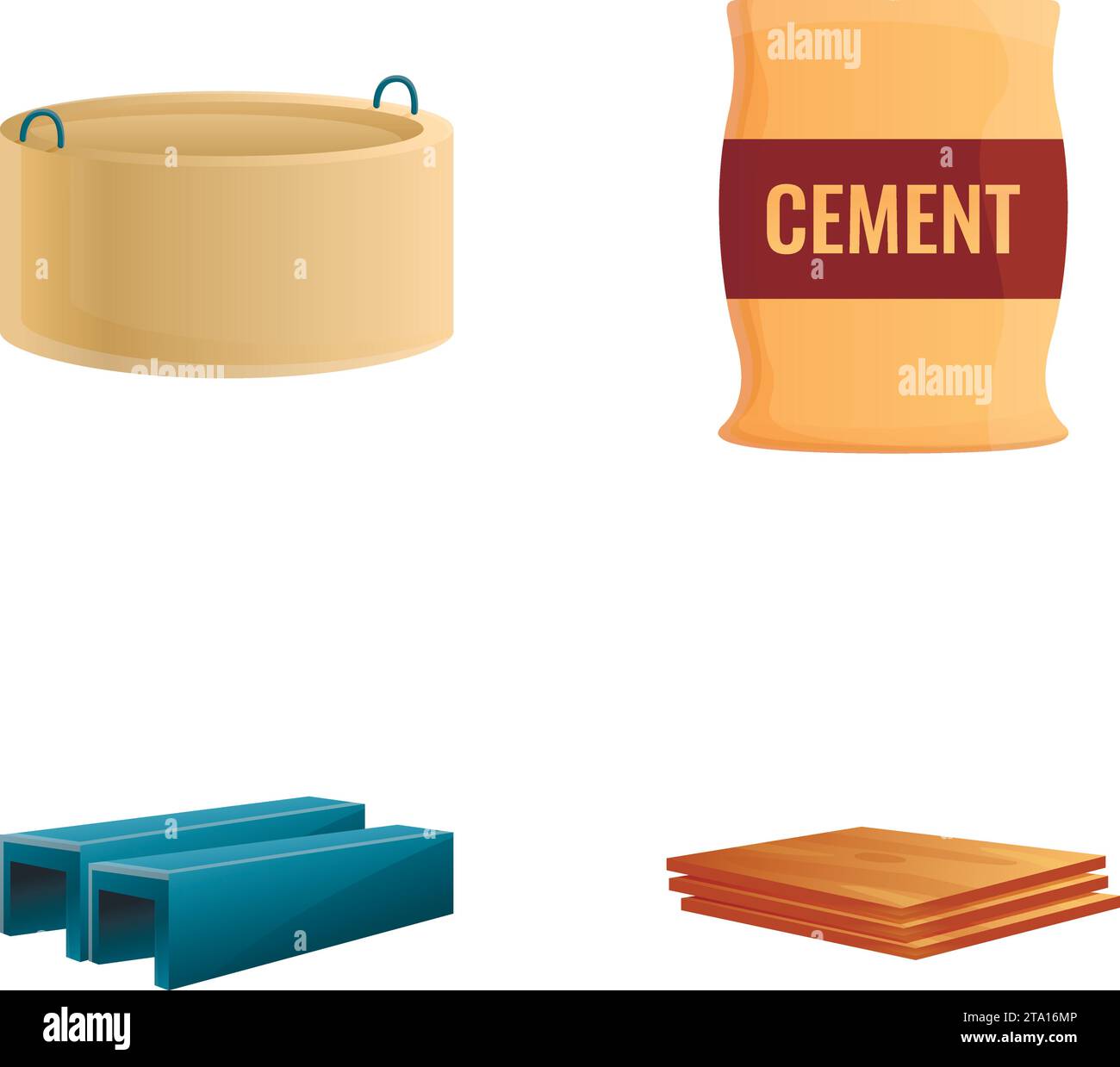 Building material icons set cartoon vector. Industrial construction ...