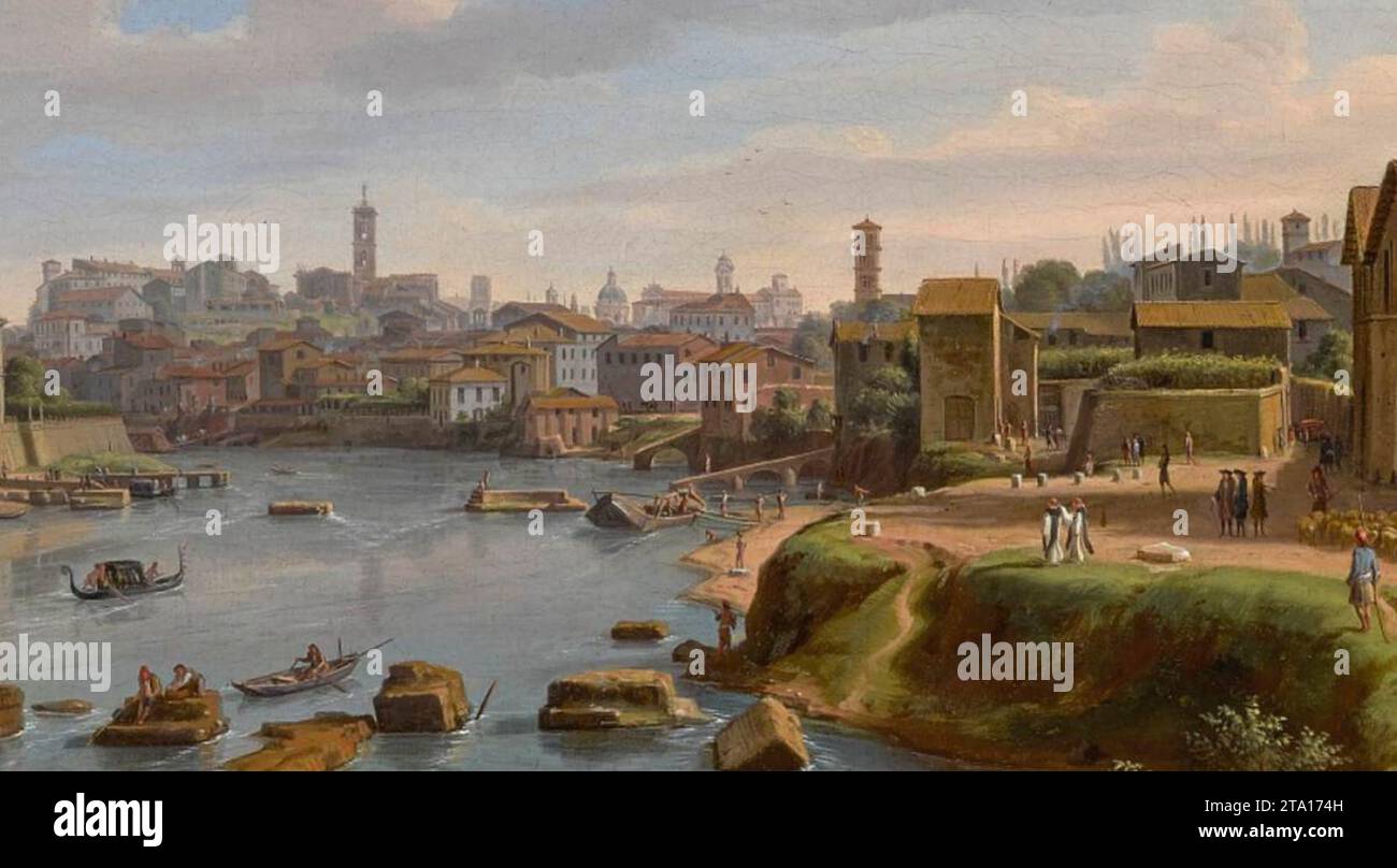 Rome: A View of the Port of Ripa Grande (detail) 1690 by Caspar ...