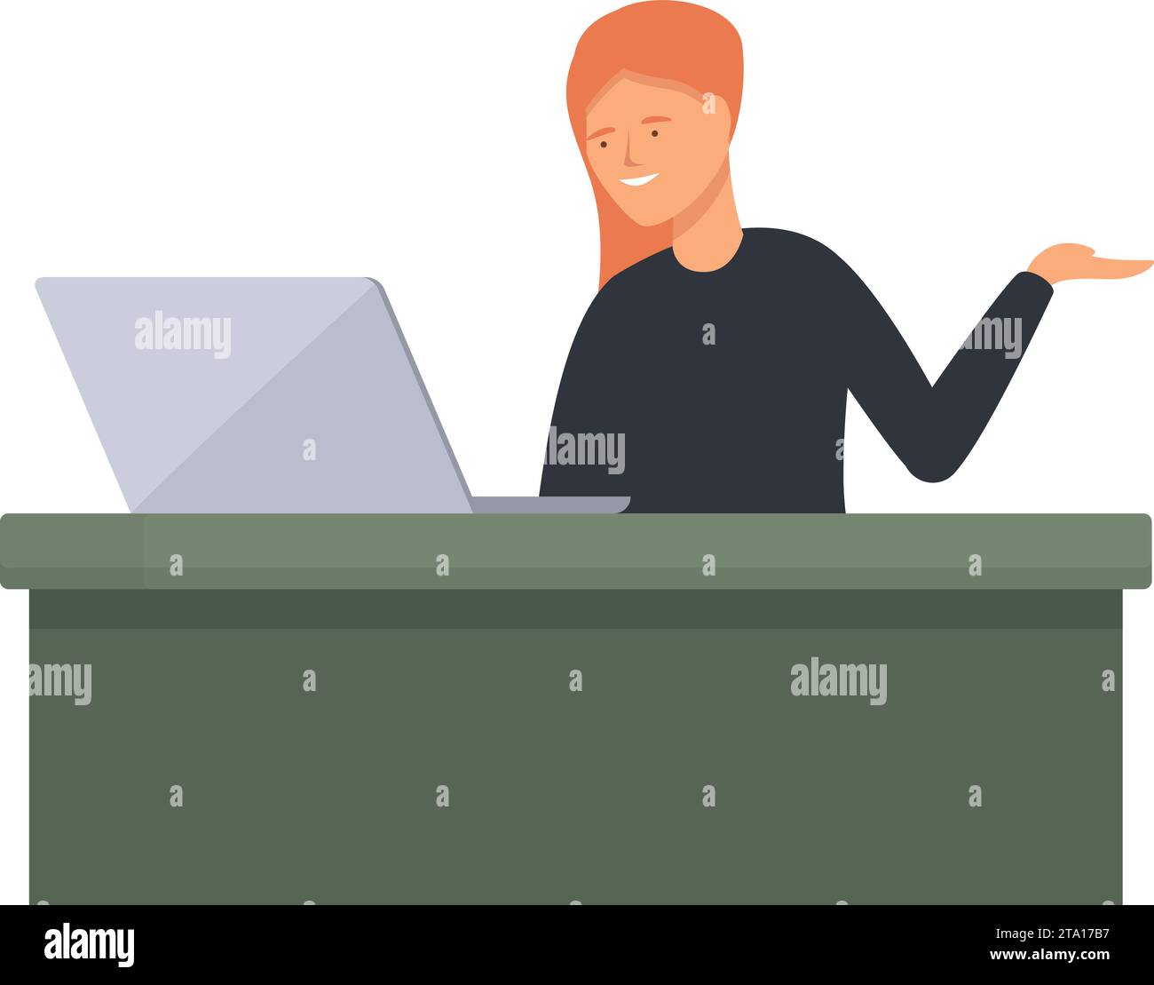 Person study desk happy home icon cartoon vector. Study person. Manager ...