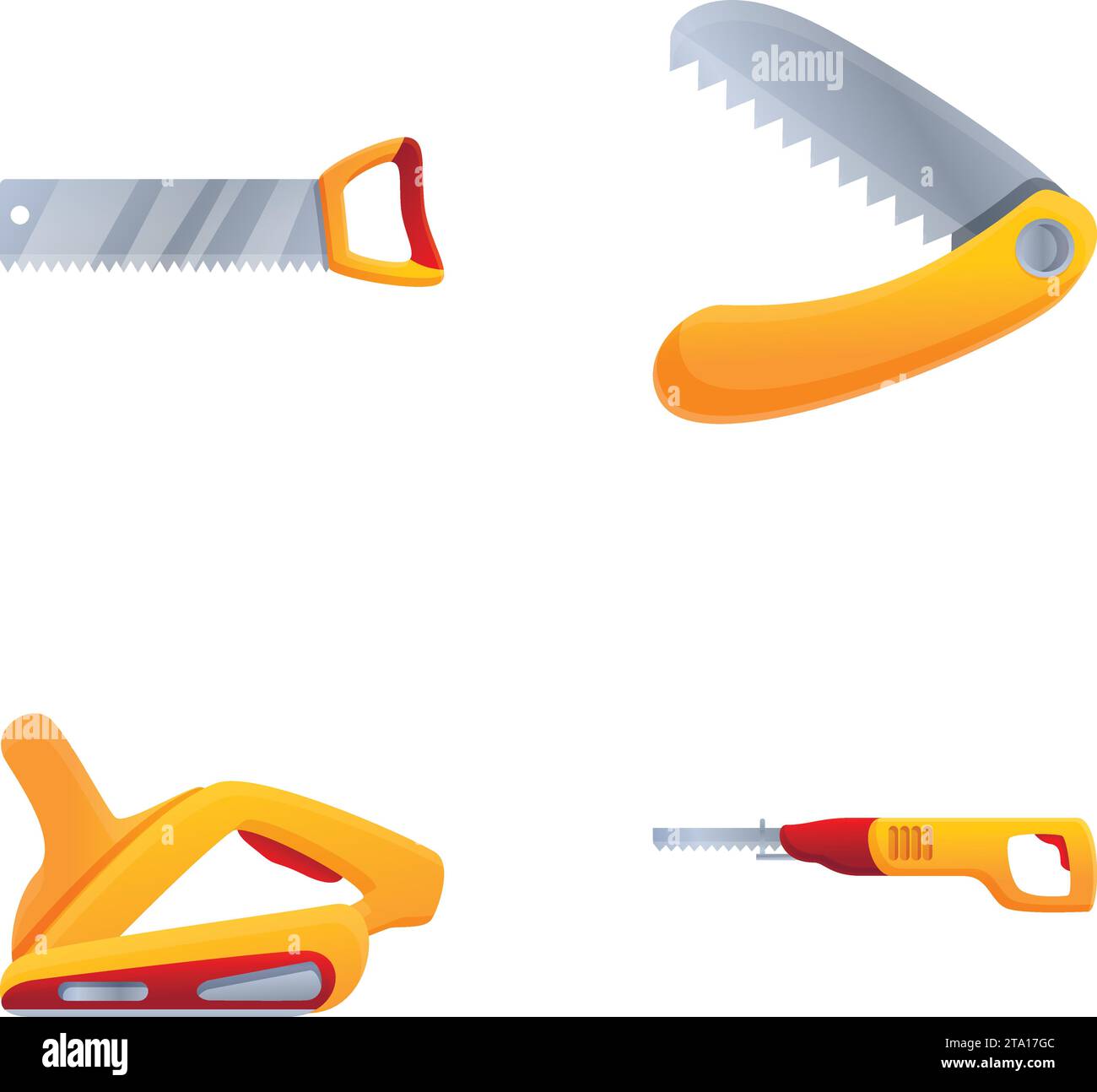 Saw icons set cartoon vector. Various type of saw. Gardening and repair ...