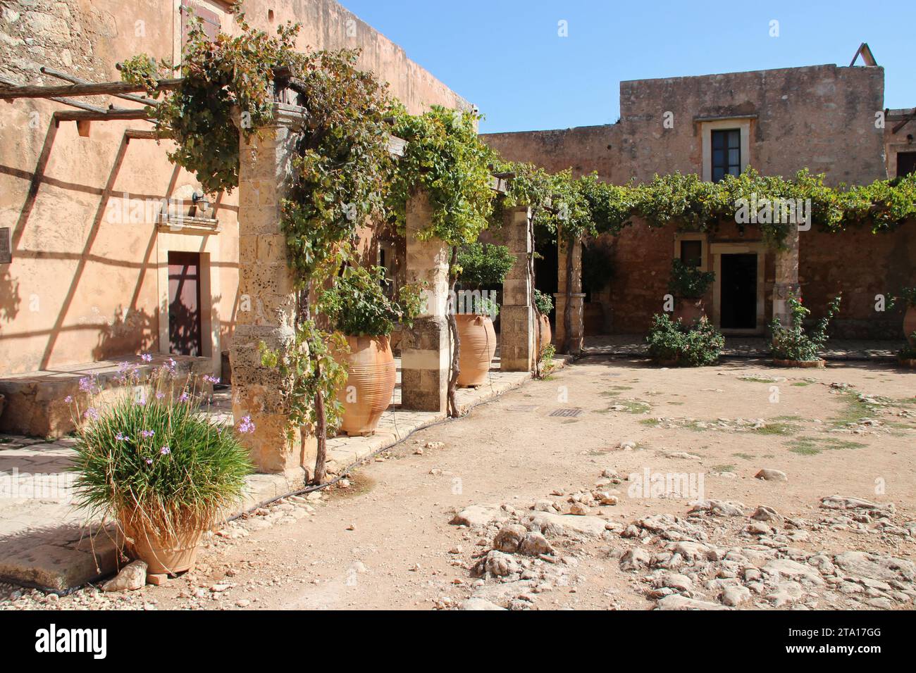 commons in an orthodox monastery (arkadi) in crete in greece Stock ...