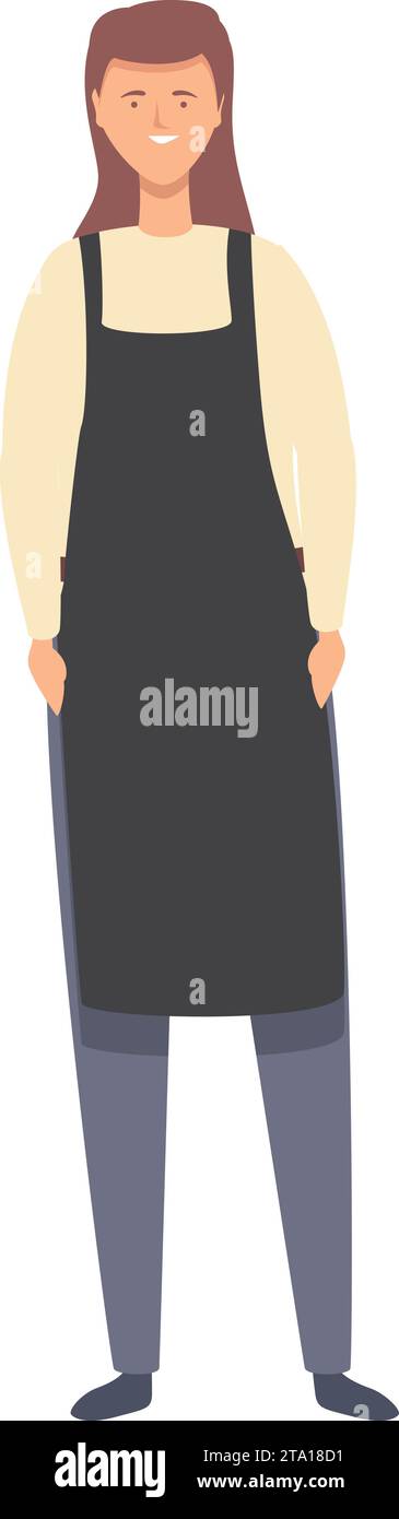 Uniform girl work icon cartoon vector. Teenager first job. Customer ...