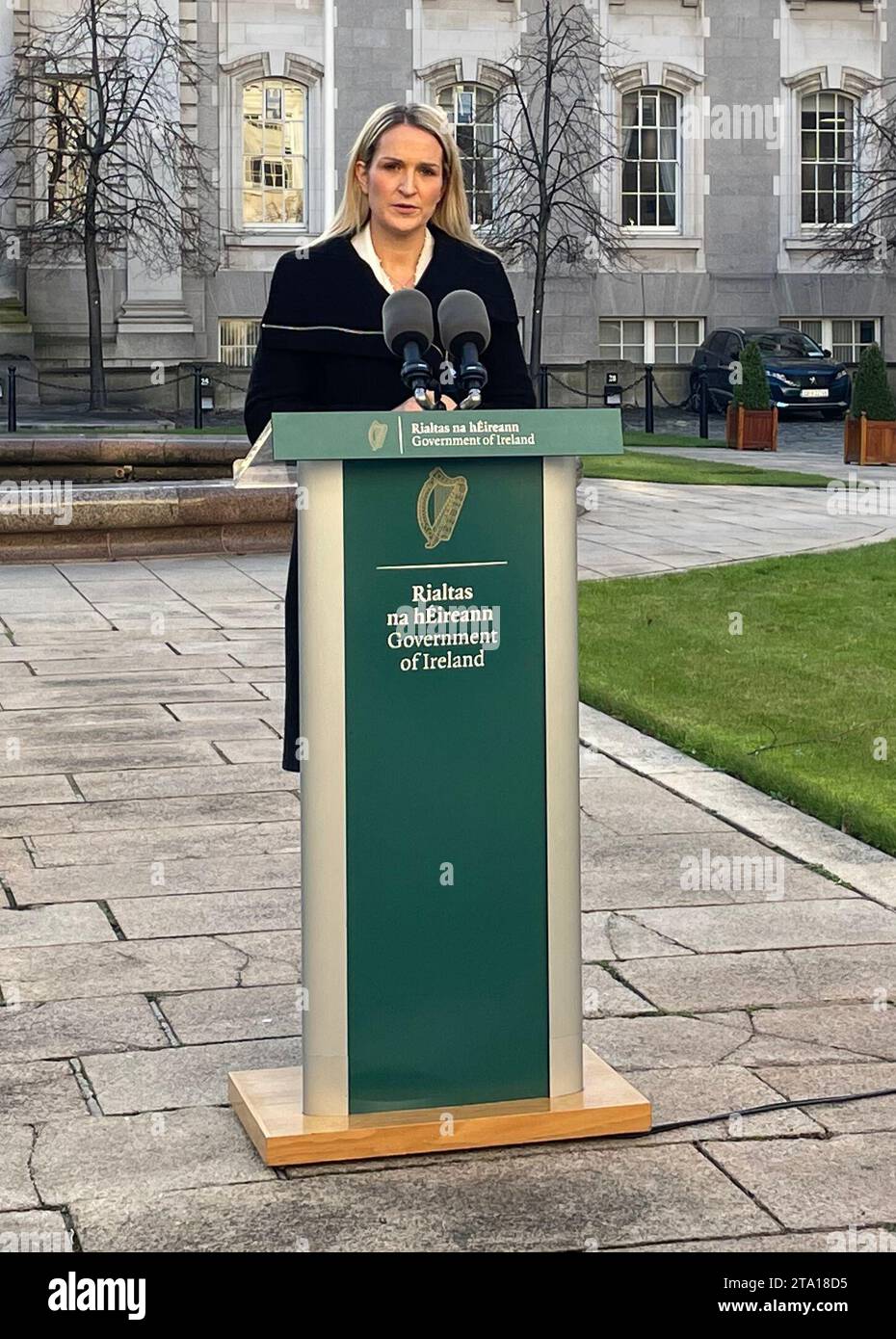 Minister for Justice Helen McEntee speaks to the media about riots in ...
