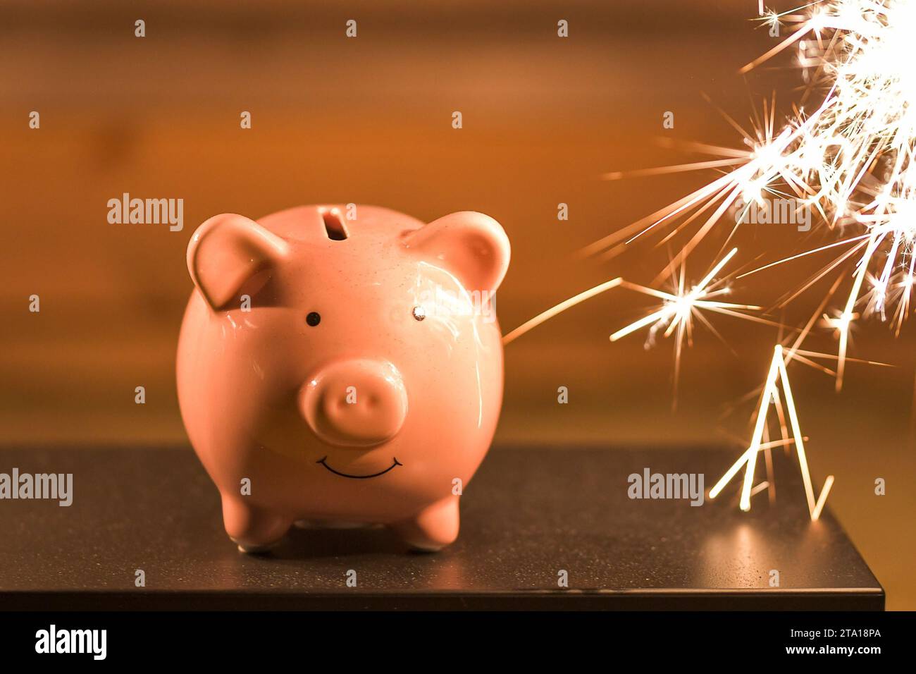 Piggy bank sparkling savings smiling happy savings Stock Photo - Alamy