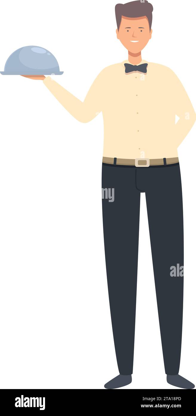Waiter teenager first job icon cartoon vector. Food restaurant work ...