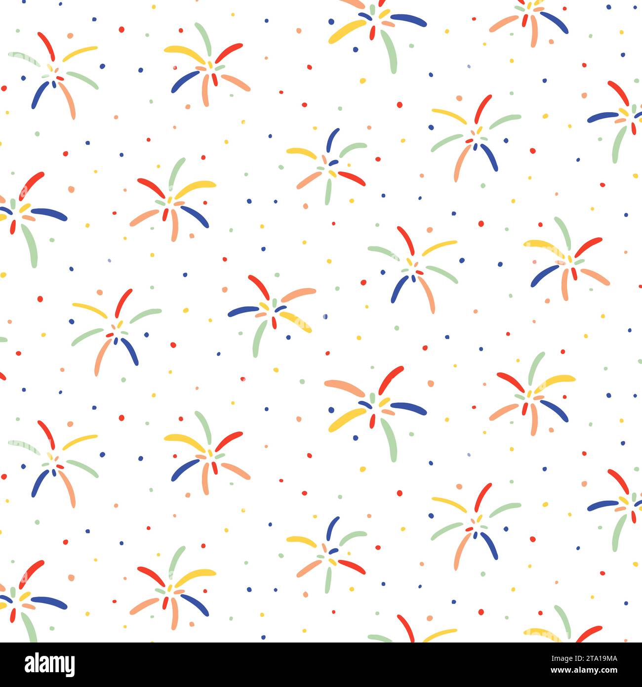 Vector illustration of hand drawn colorful fireworks pattern Stock ...