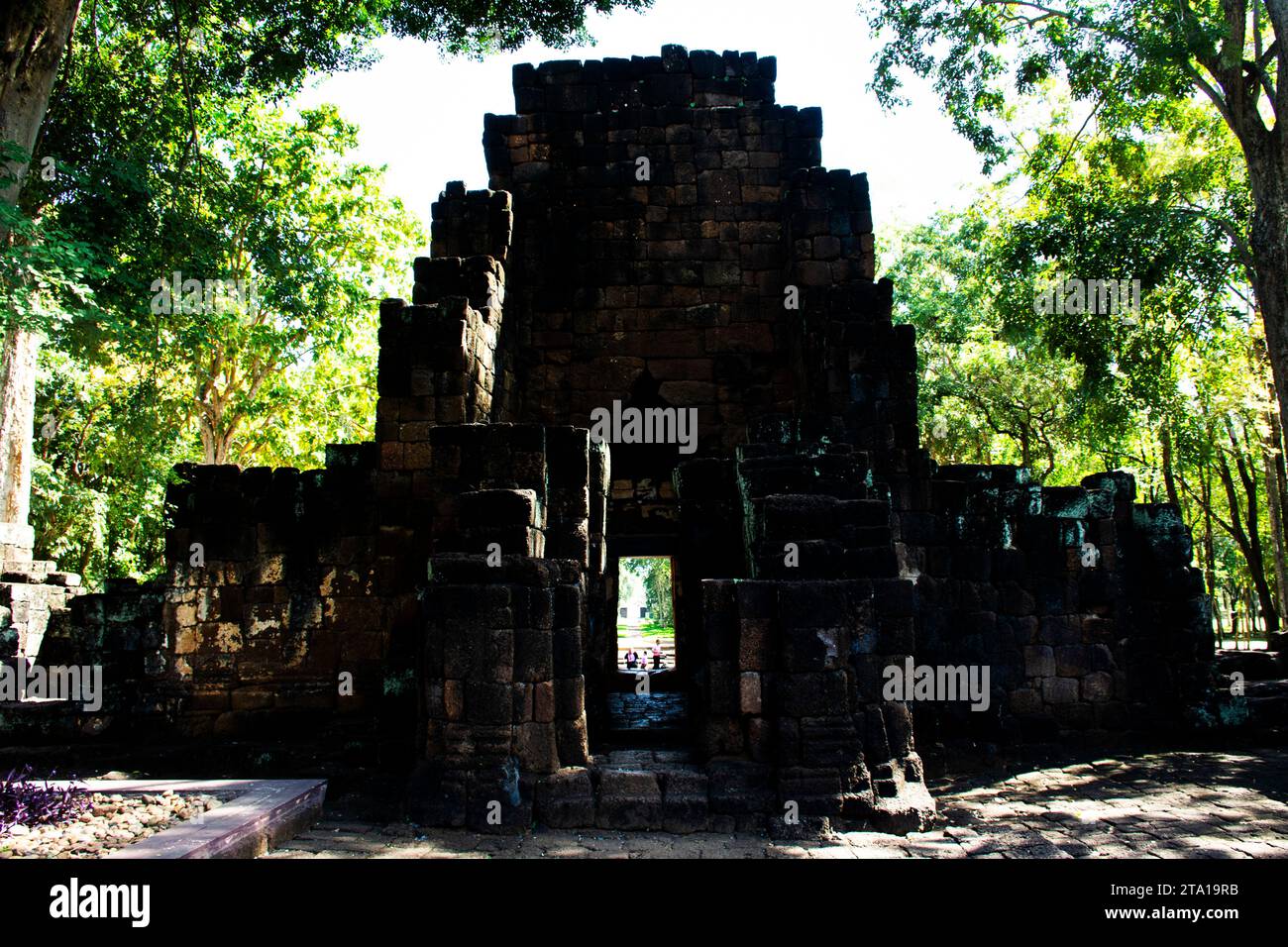 Building tower Muang Sing sandstone khmer castle and Hinduism temples ...