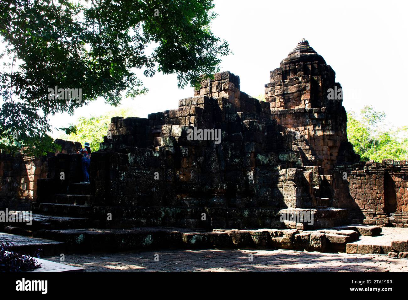 Building tower Muang Sing sandstone khmer castle and Hinduism temples ...