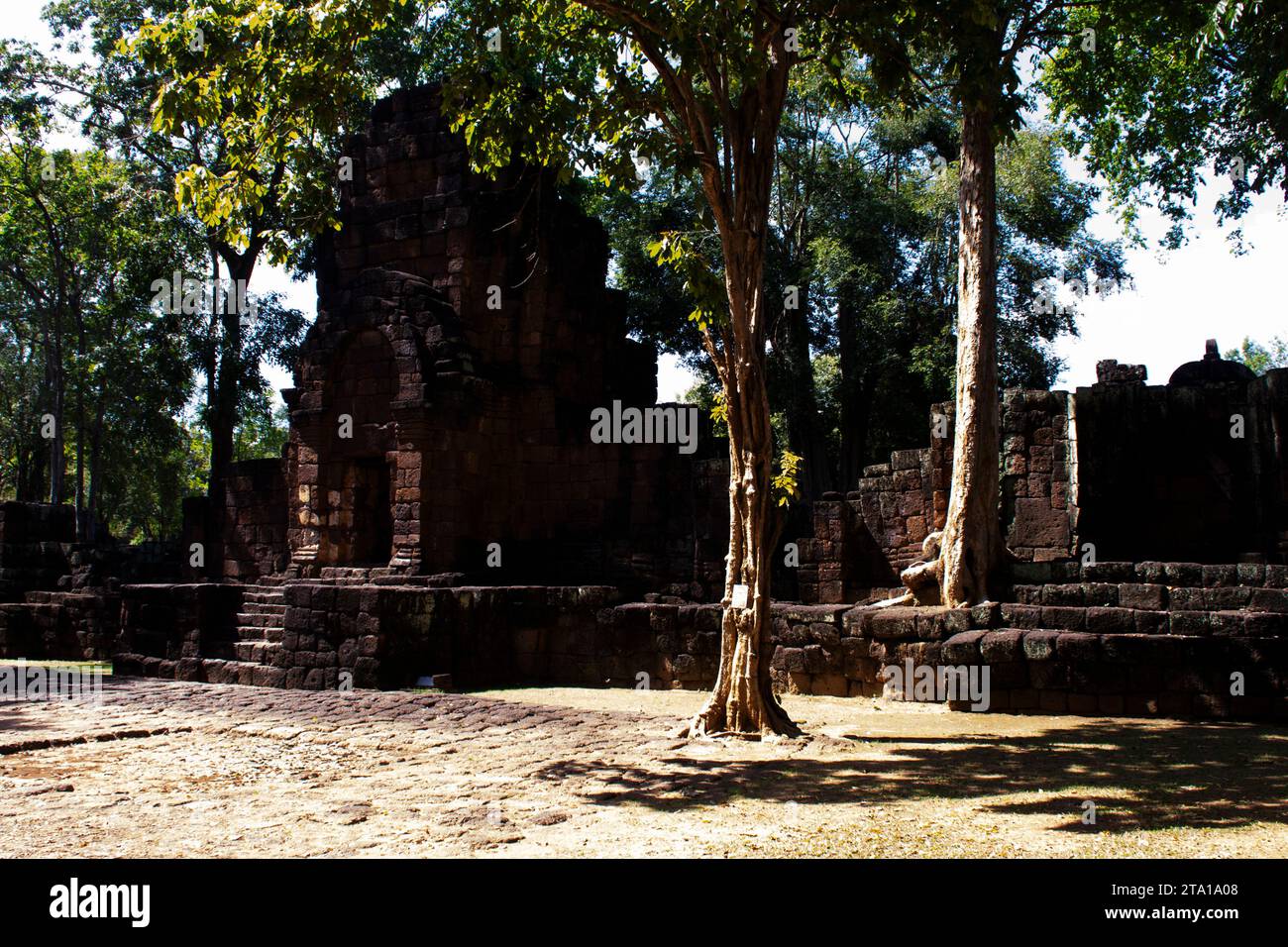 Building tower Muang Sing sandstone khmer castle and Hinduism temples ...