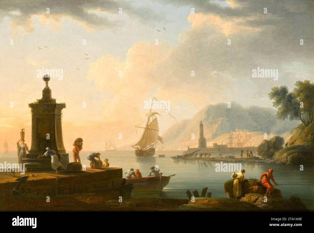 Mediterranean Port Scene 1771 by Claude-Joseph Vernet Stock Photo - Alamy