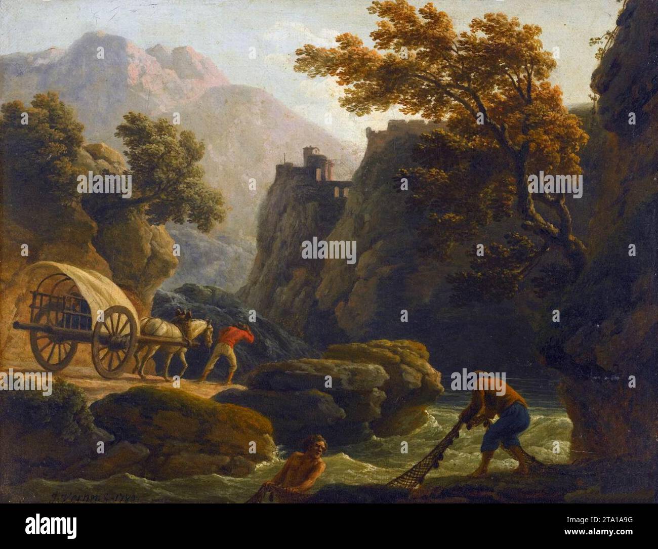 Mountainous River Landscape 1780 by Claude-Joseph Vernet Stock Photo ...