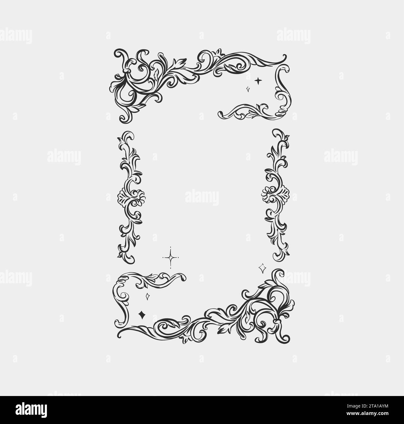 Hand drawn vector abstract outline,graphic,line vintage baroque ...