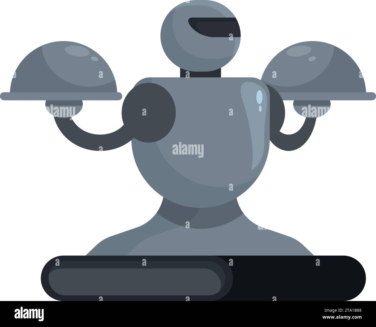 Domestic robot waiter icon cartoon vector. Plate server. Automation ...