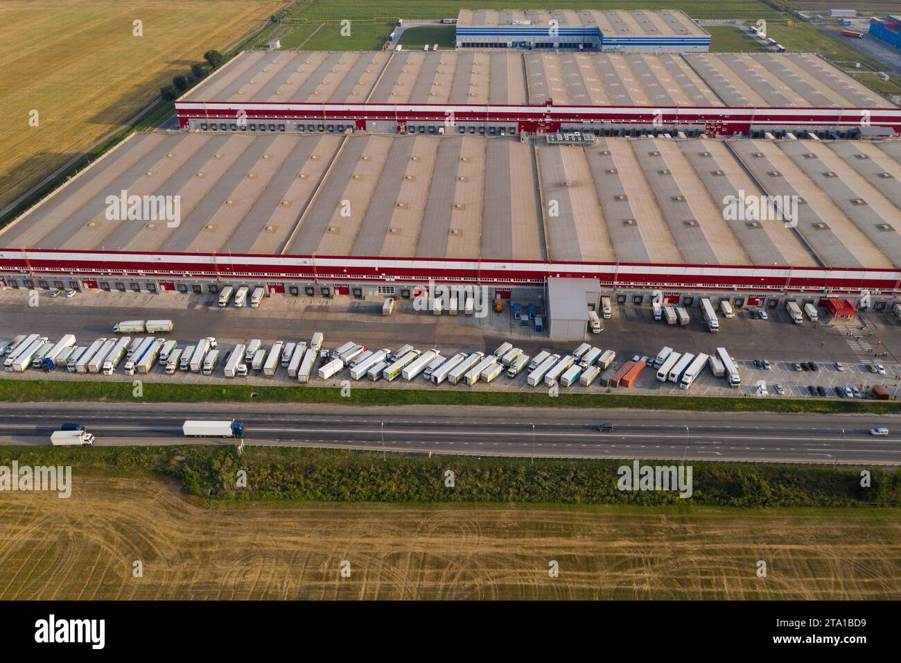 Aerial view of giant logistic center Stock Photo - Alamy