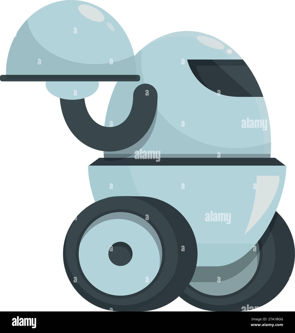 Wheels robot waiter icon cartoon vector. Future hotel. Room service ...