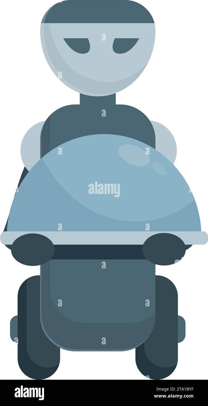 Fast robot waiter icon cartoon vector. Plate mobile server. Electronic ...