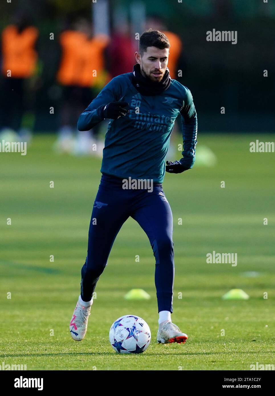 Arsenal's Jorginho during a training session at the Arsenal Training ...