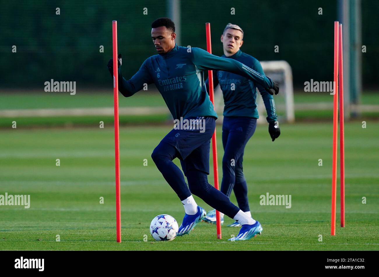 Arsenal's Gabriel during a training session at the Arsenal Training ...