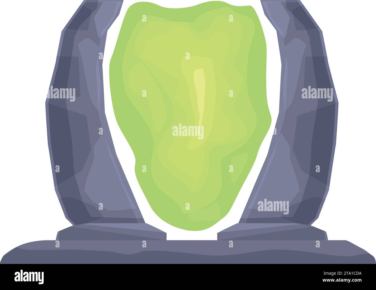 Green rock portal icon cartoon vector. Game futuristic. Ring rock ...
