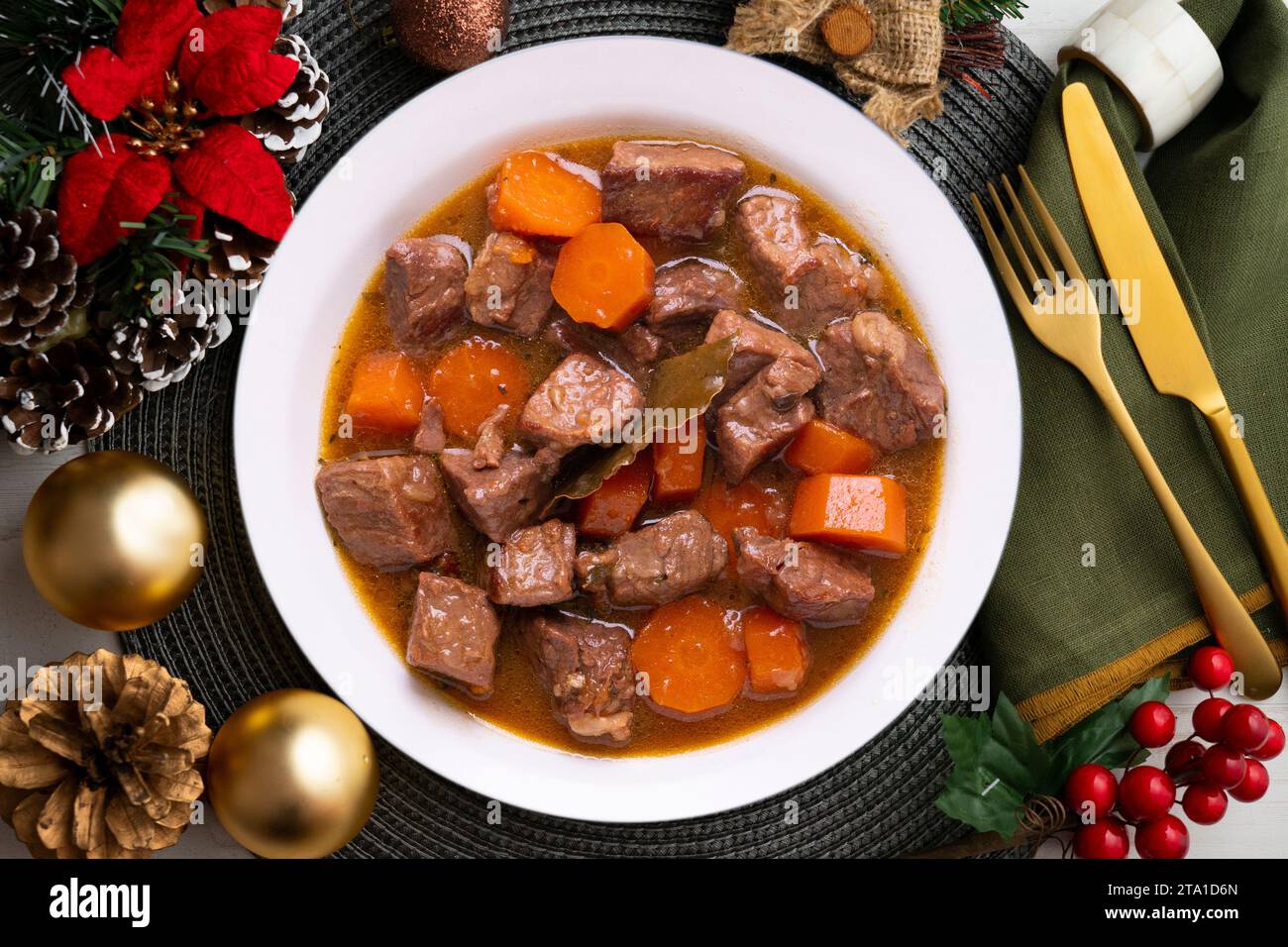 Beef stew with carrots. Traditional tapa from the central area of Spain ...