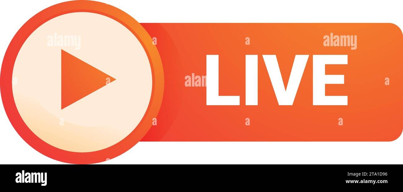 Live play button icon cartoon vector. Stream podcast. Tag event report ...