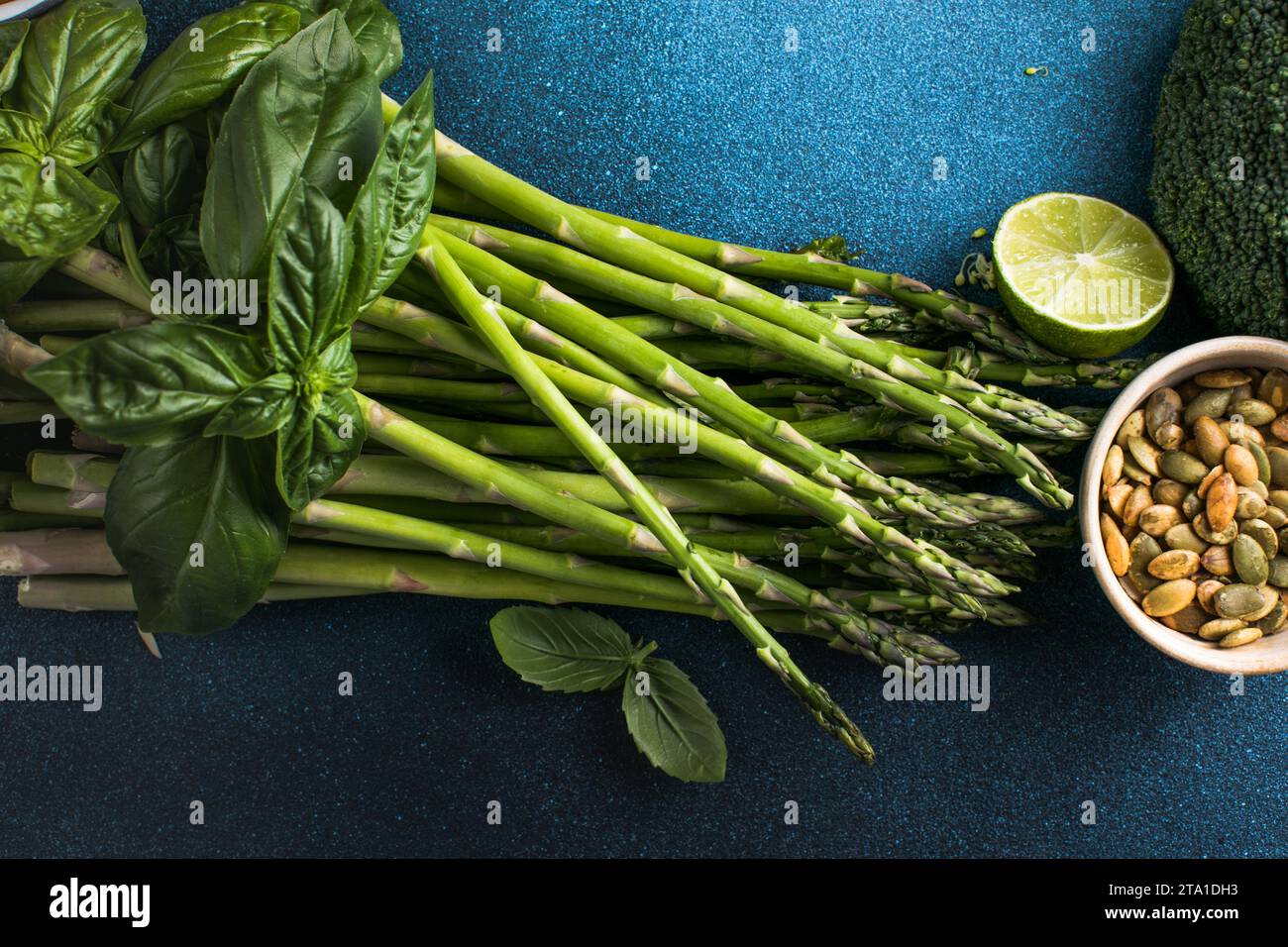 Variety of fresh raw organic fruits and vegetables. Health foods high ...