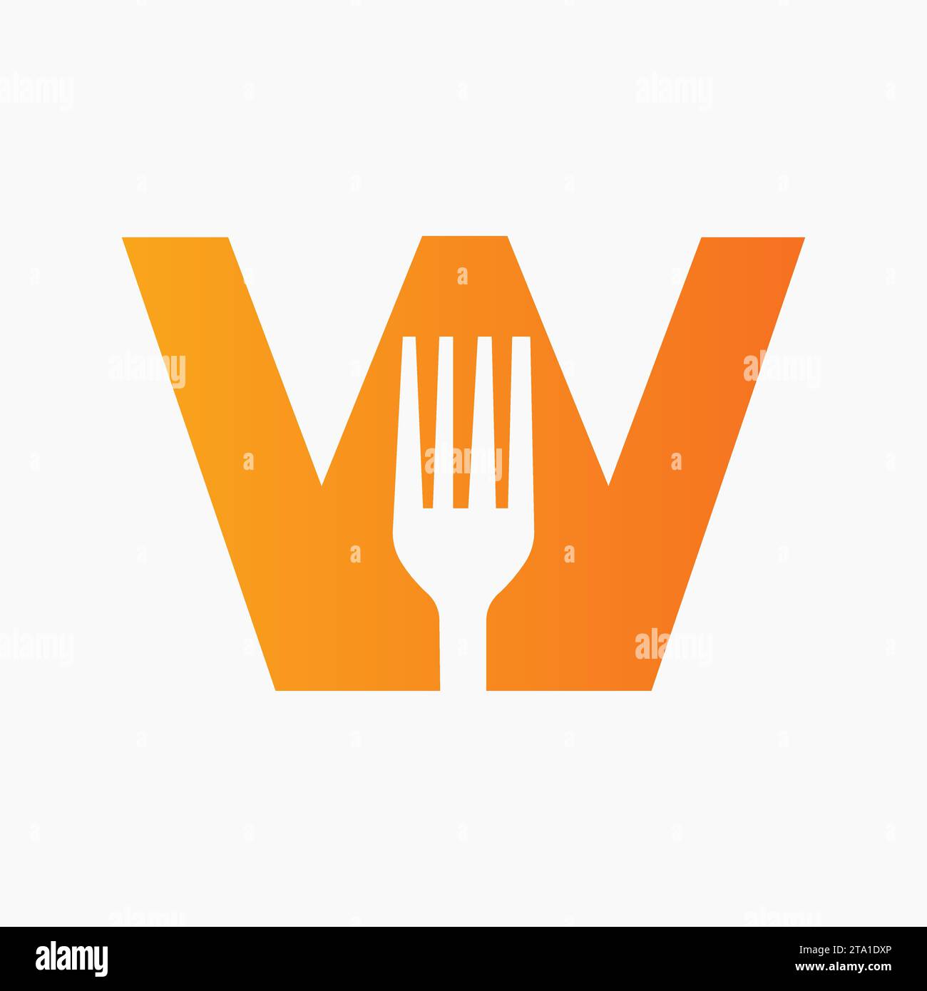 Fork Logo On Letter W With Kitchen and Restaurant Symbol Stock Vector ...