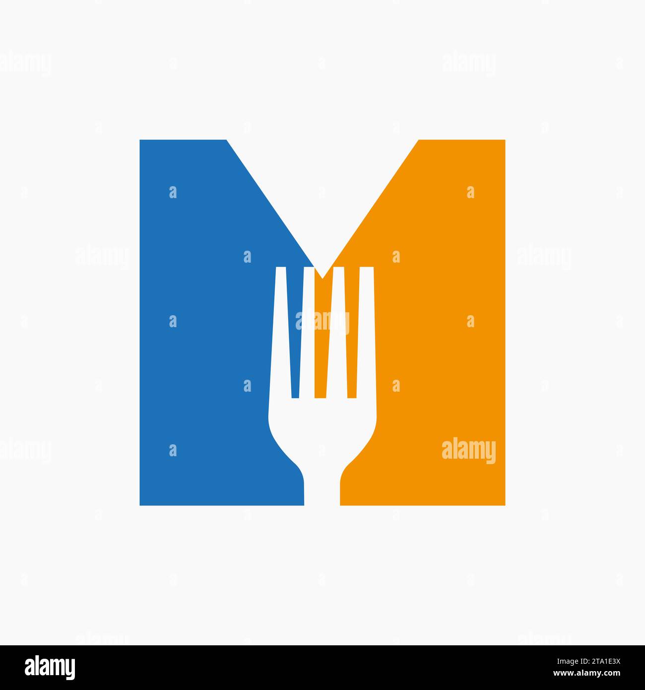 Fork Logo On Letter M With Kitchen and Restaurant Symbol Stock Vector ...
