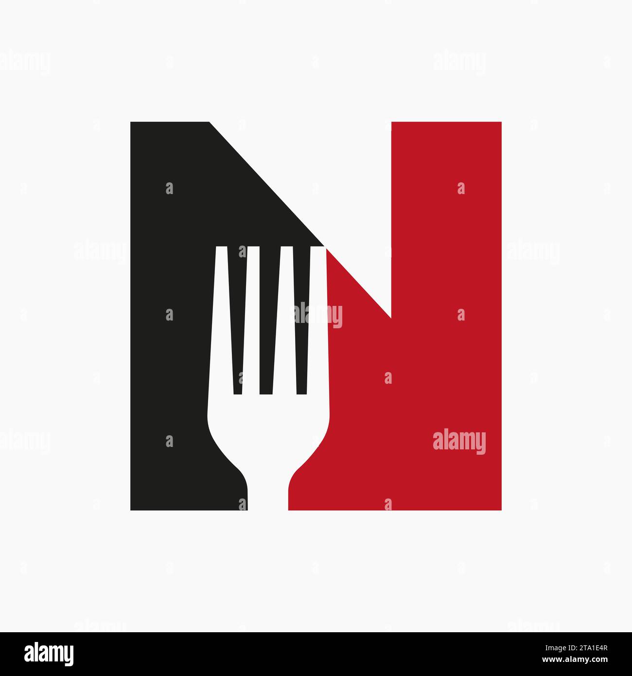 Fork Logo On Letter N With Kitchen and Restaurant Symbol Stock Vector ...