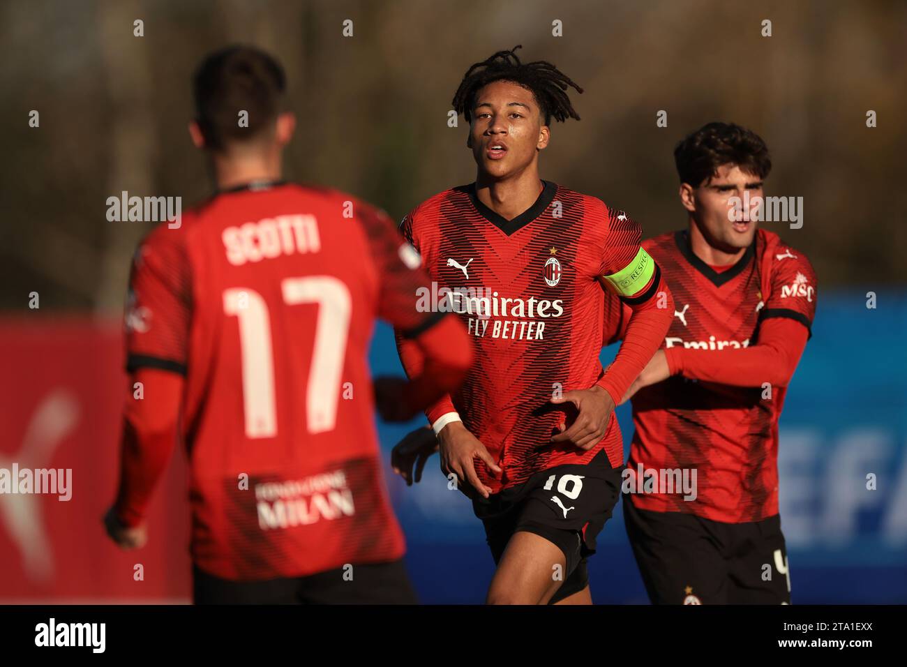 Milan, Italy. 28th Nov, 2023. Kevin Zeroli of AC Milan celebrates with ...