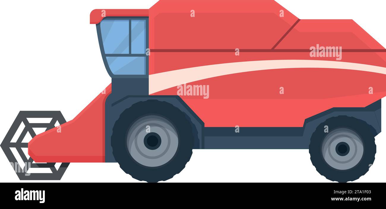 Combine harvester red color icon cartoon vector. Farm machinery. Heavy ...