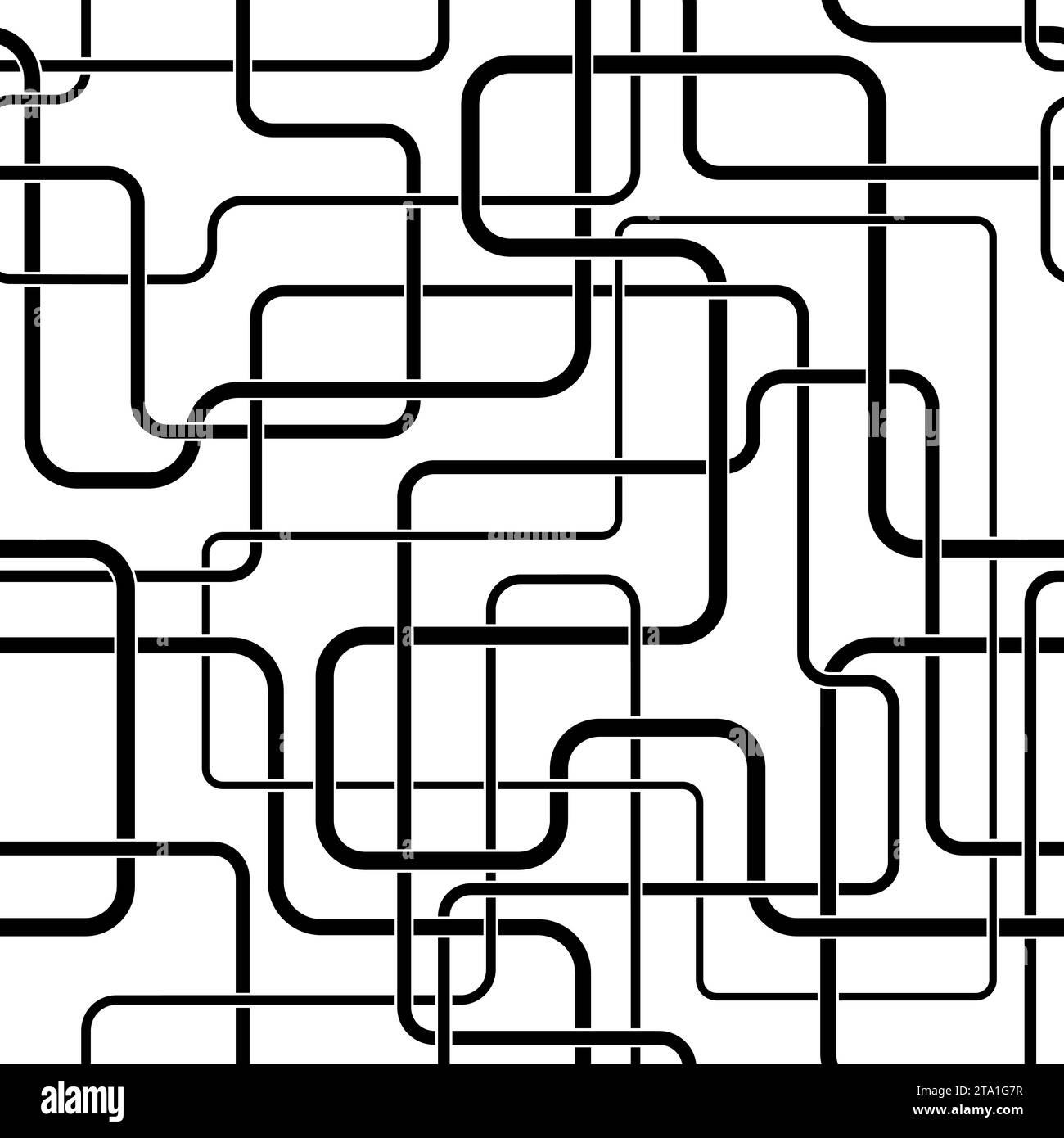Line Seamless Pattern Repeating Abstract Black Lines Isolated On White Background Repeated