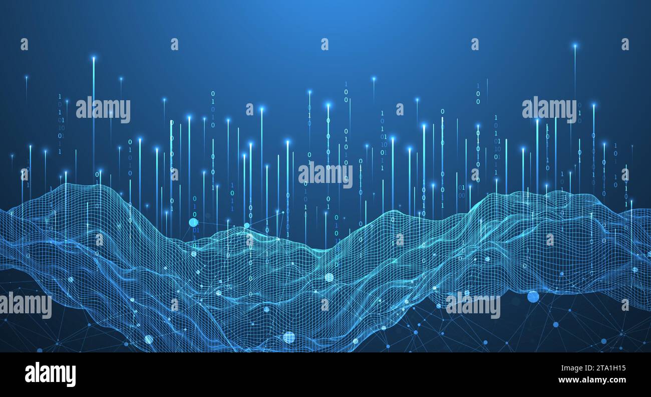 Big Data. Abstract digital futuristic wireframe vector illustration on ...
