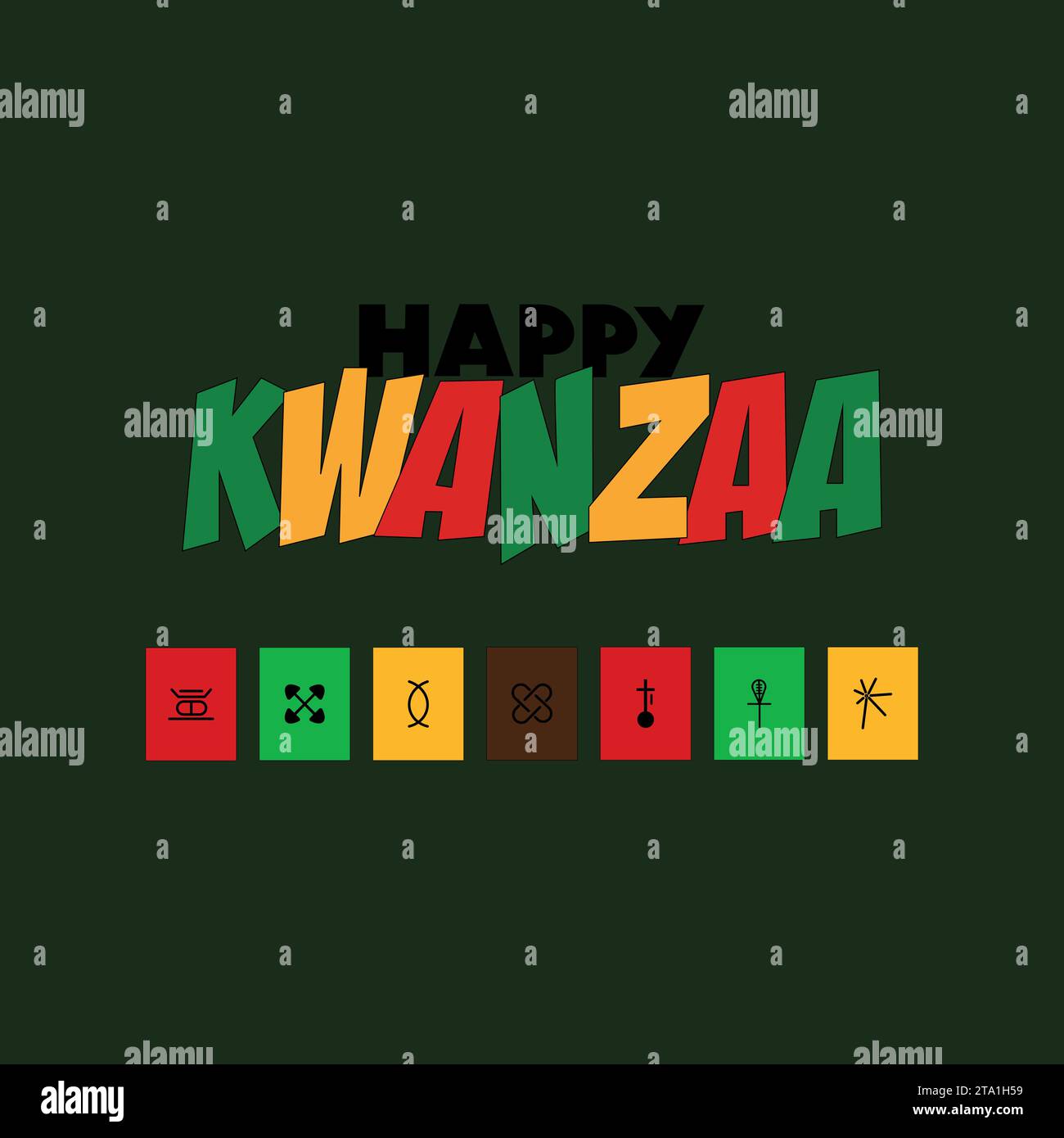 Festive bunting with seven principles of Kwanzaa symbols. A decorative ...