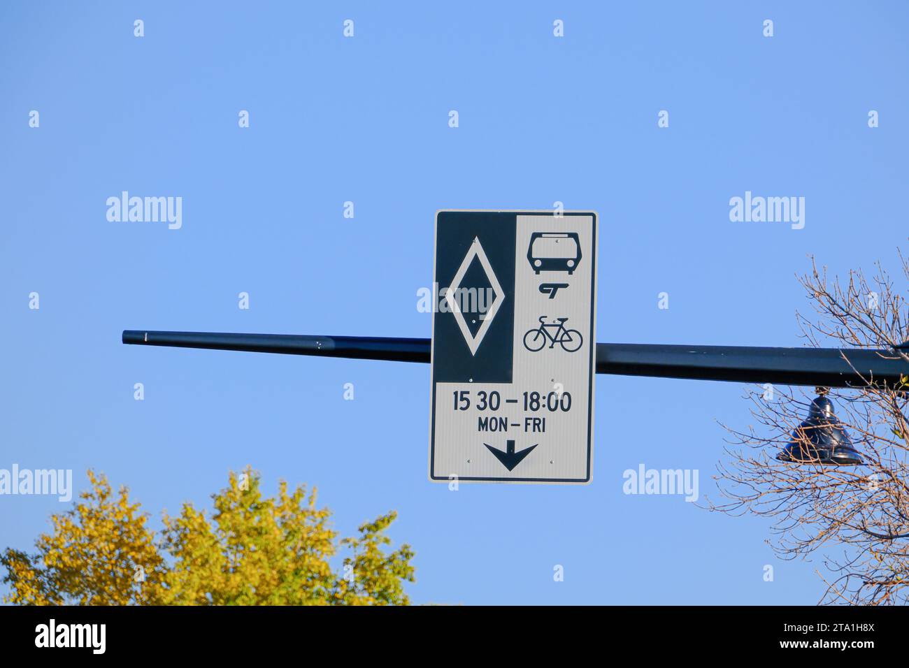 October 15 2022 - Calgary Alberta Canada - Bus lane and cycle lane ...