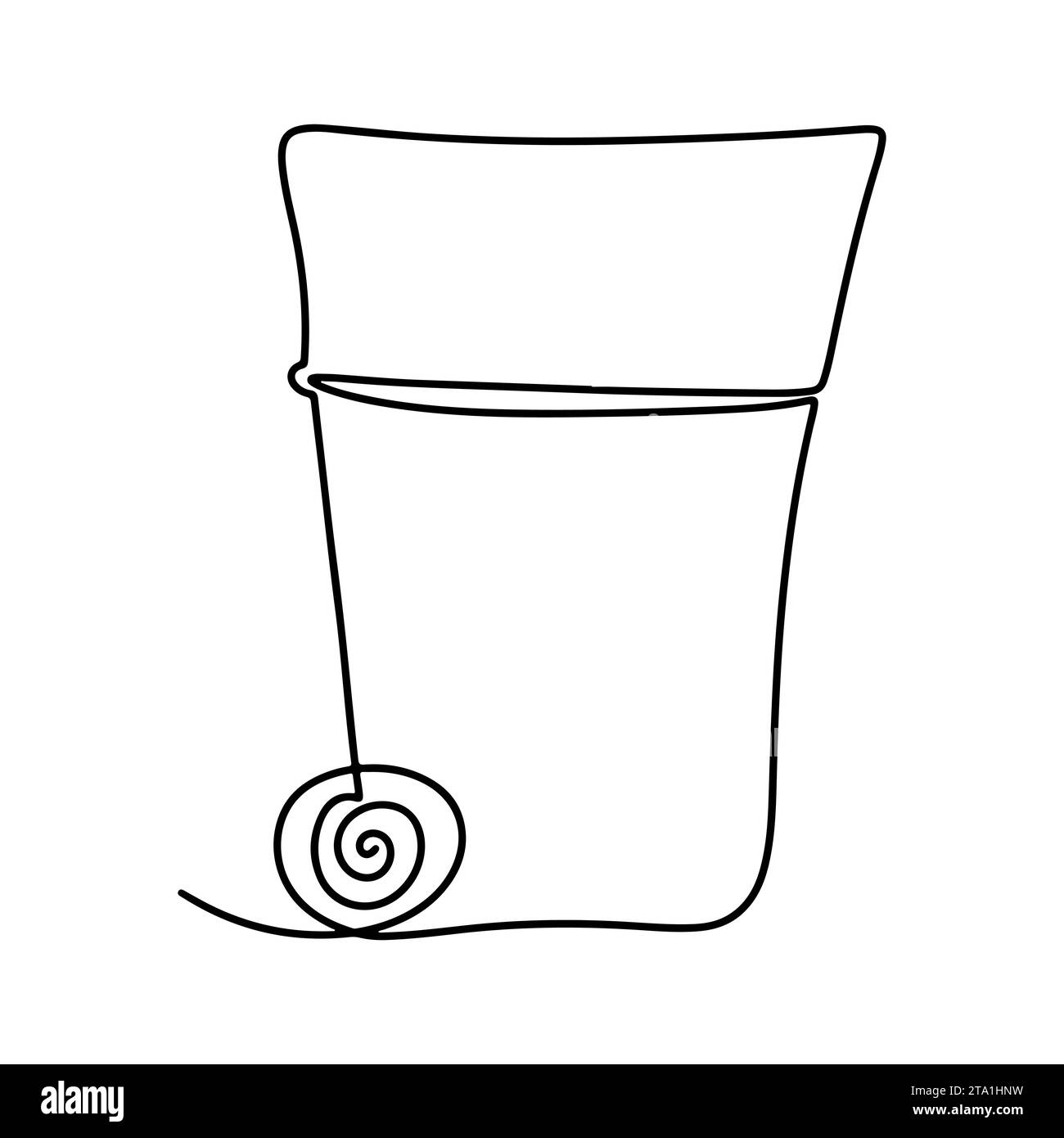 Waste Bin in single line style. One continuous line drawing. Vector ...