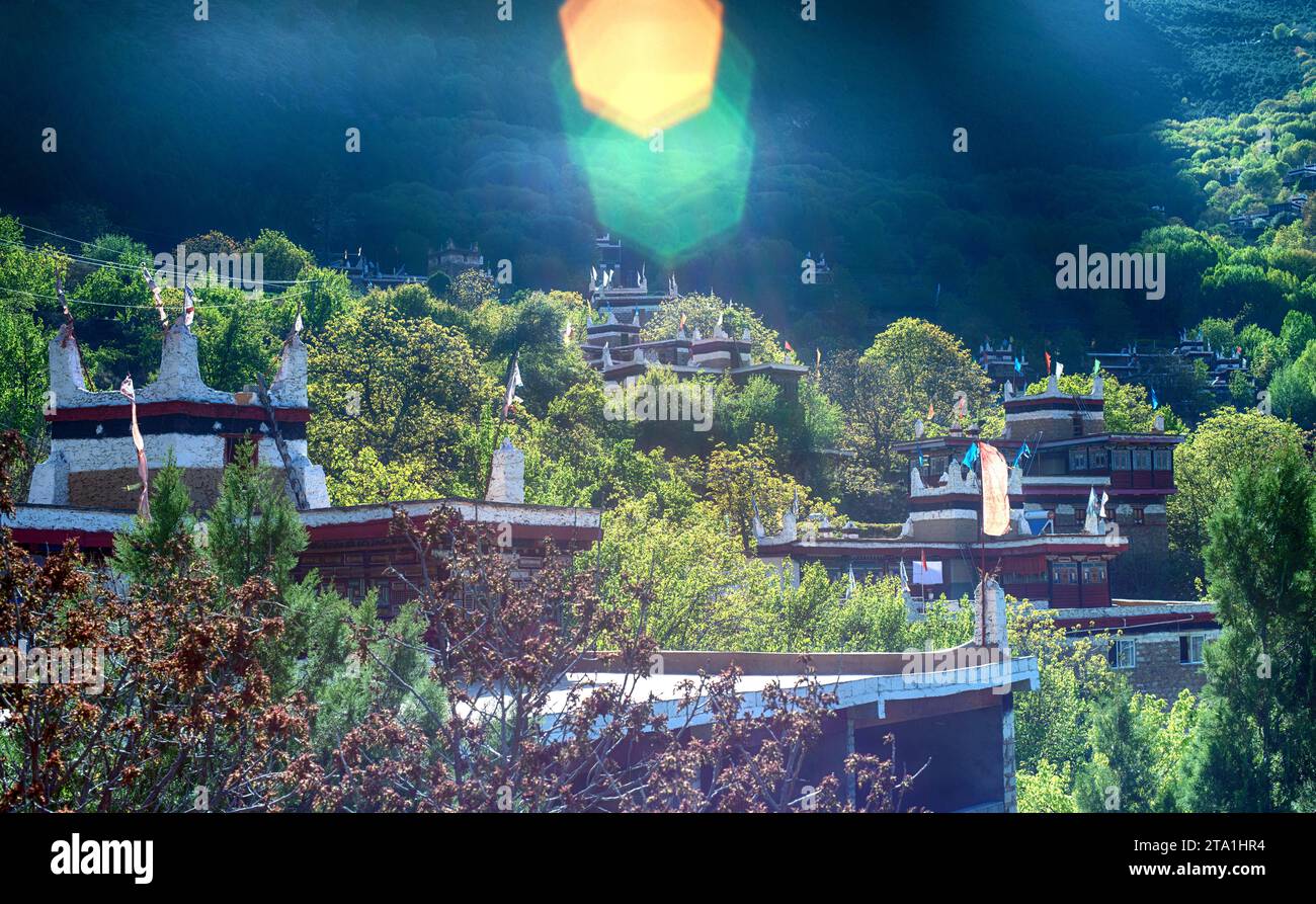 Danba County, Sichuan Province China. Zhonglu Township, Architectural ...